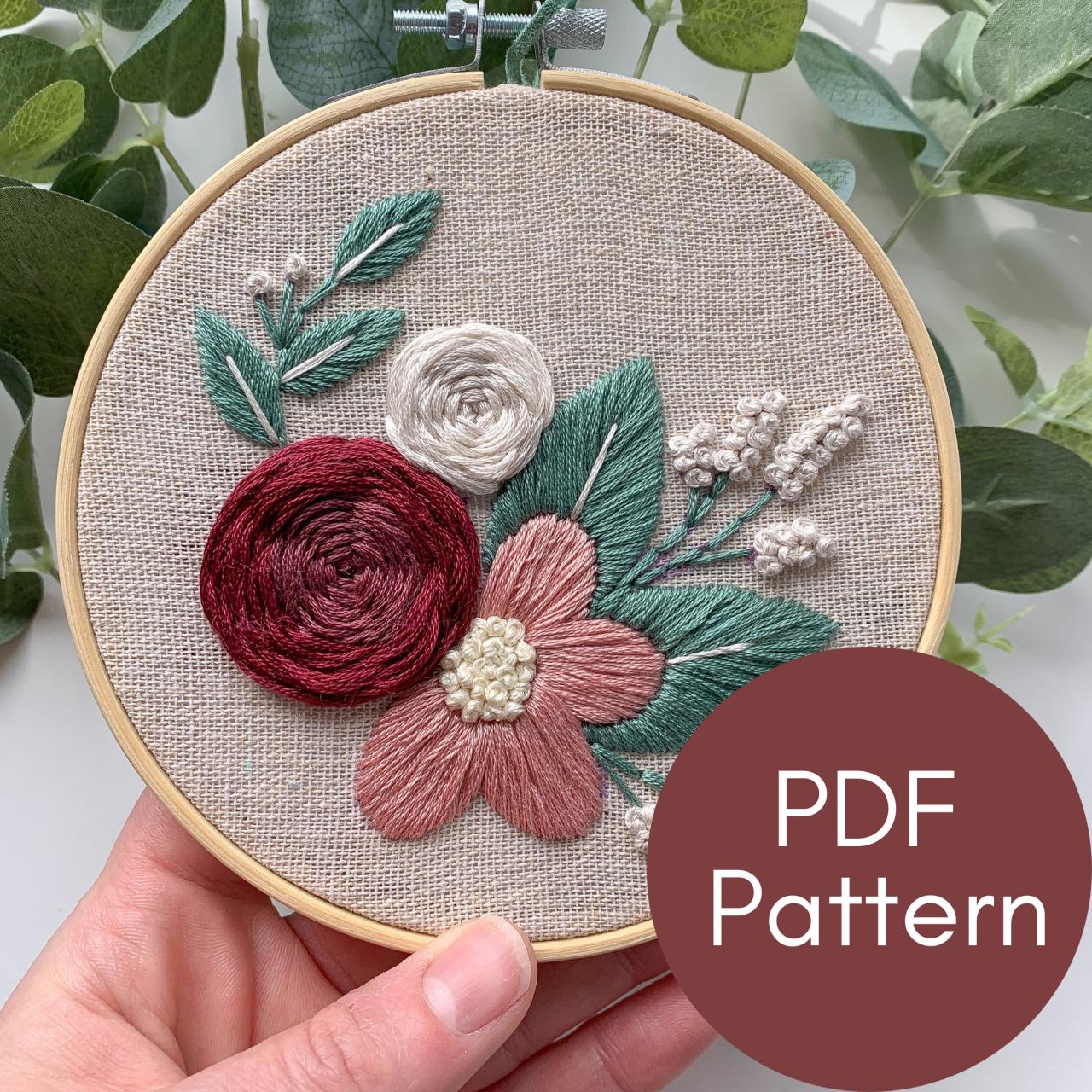 Farmhouse Flowers | Hand Embroidery Pattern | Modern Embroidery ...