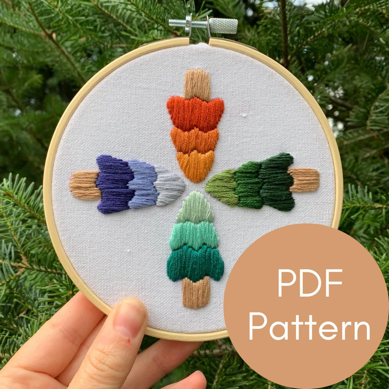 Cute Trees Embroidery Pattern | Hand Embroidery Pattern | Beginner ...