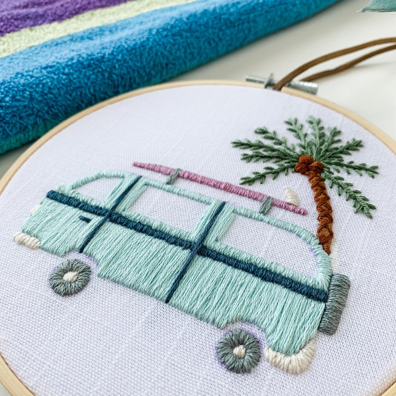 Vacation Van Embroidery Pattern | Summer Hand Embroidery Pattern ...