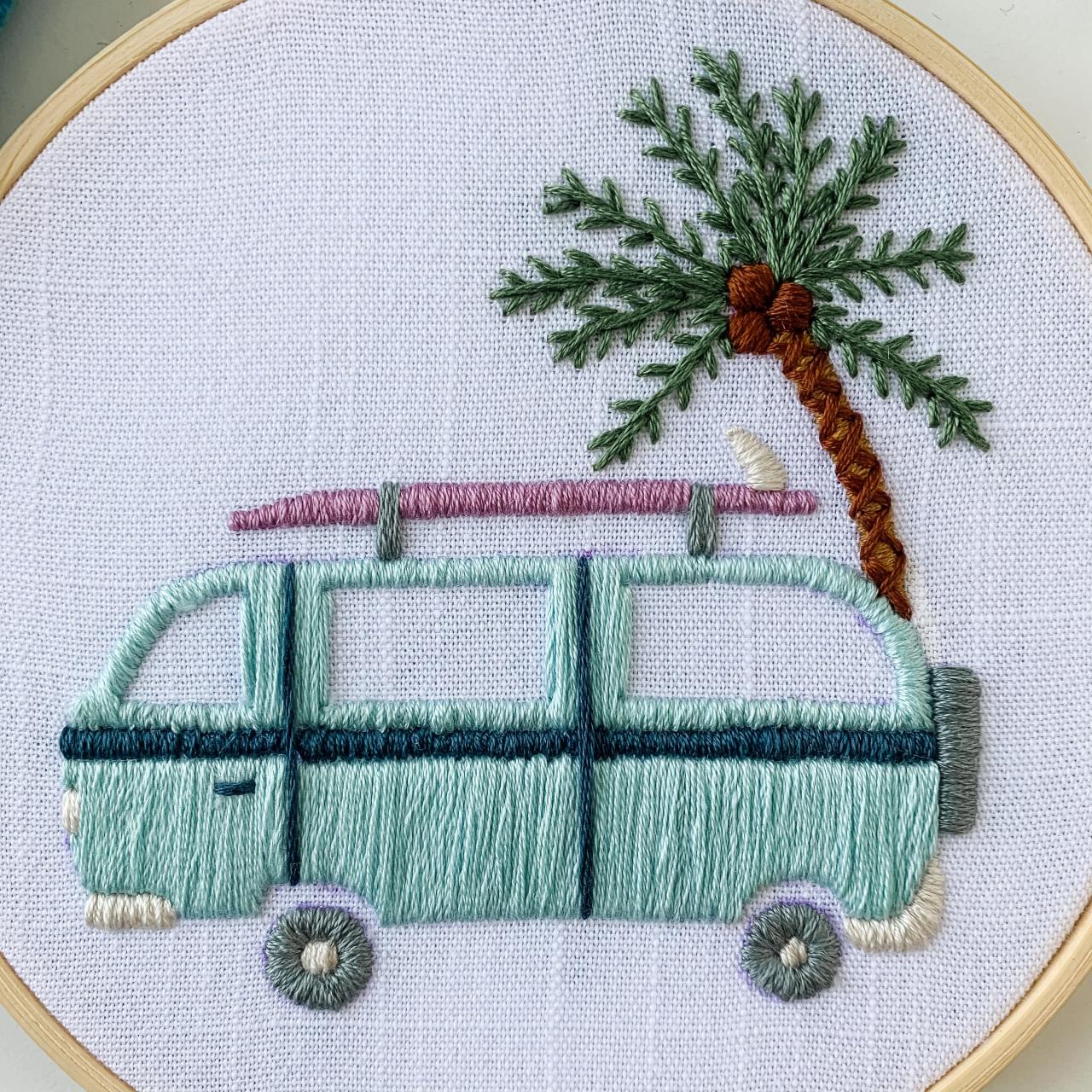 Vacation Van Embroidery Pattern | Summer Hand Embroidery Pattern ...