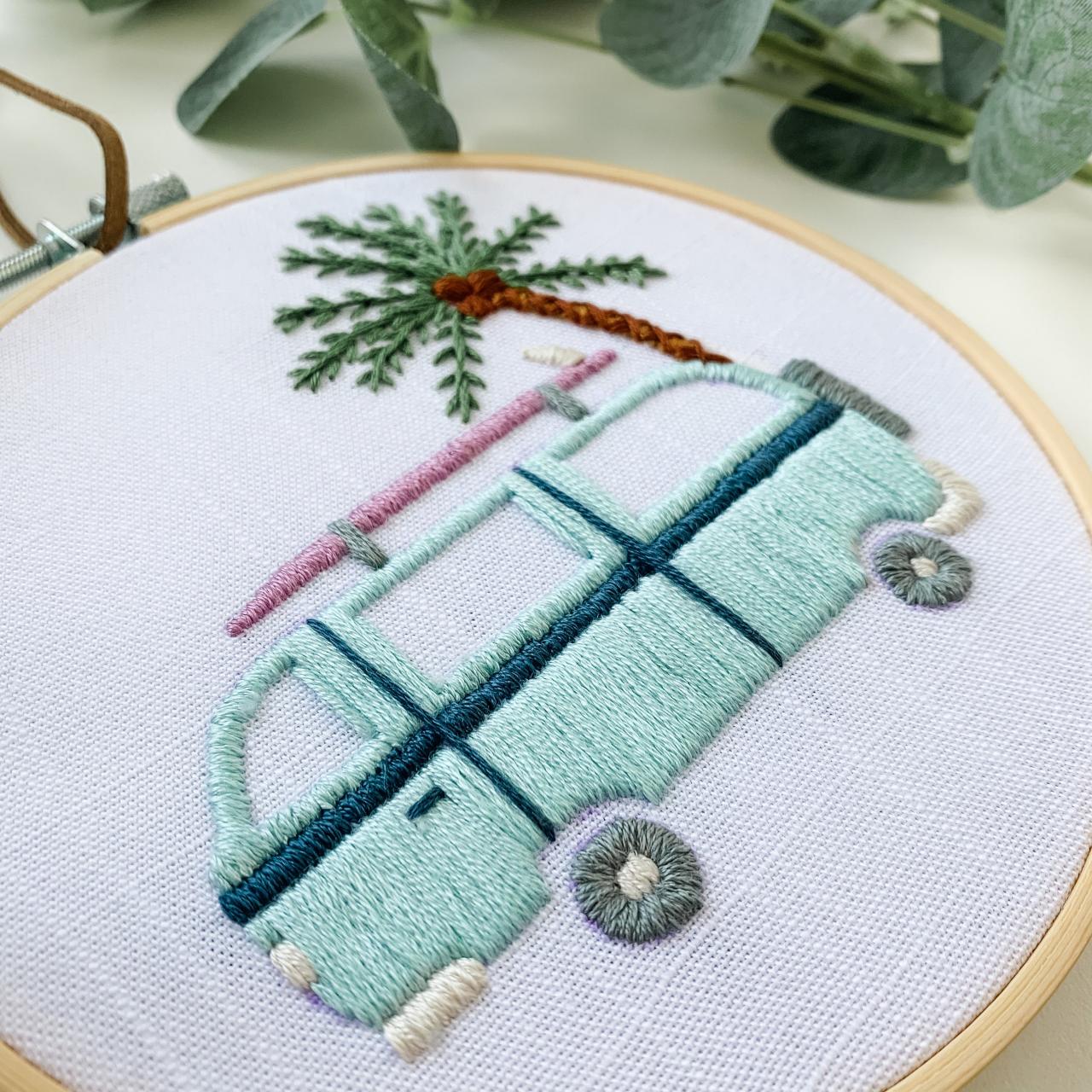 Vacation Van Embroidery Pattern | Summer Hand Embroidery Pattern ...