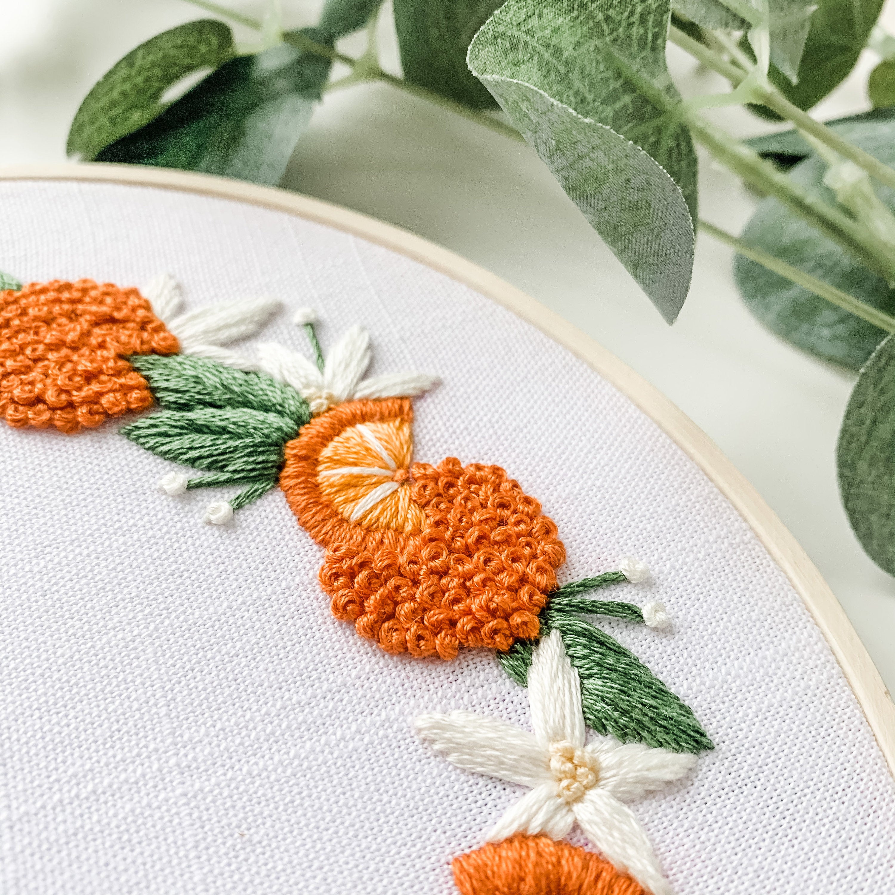 Orange Wreath Hand Embroidery Pattern | Fruit | Citrus Embroidery ...